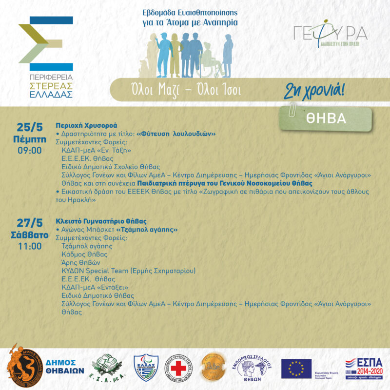 «Όλοι Μαζί – Όλοι Ίσοι»: Το πρόγραμμα των εκδηλώσεων για τη Θήβα ...